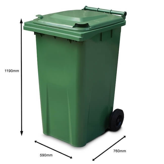 Green 240 Litre Wheelie Bin – HF Recycle